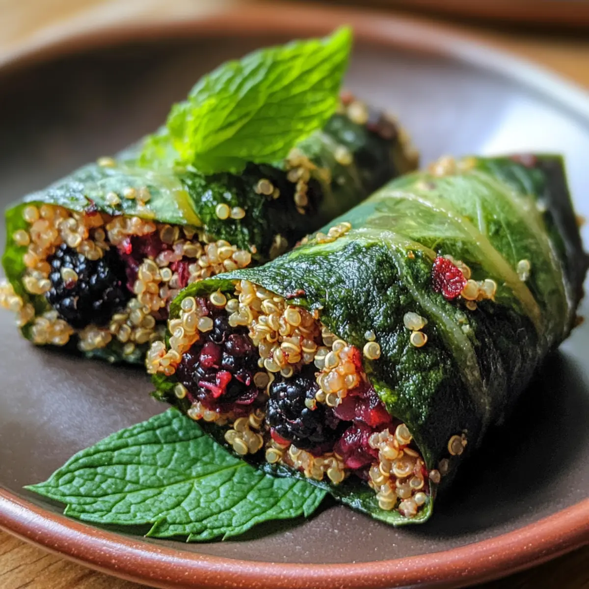 Easy Delicious Stuffed blackberry leaves Quinoa and Mint recipe